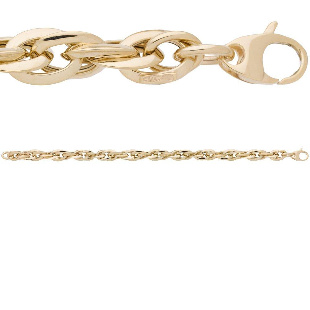 Bracelet Or Jaune 9 Carats Maille Forçat Double Creuse C08113 - C08113 ...